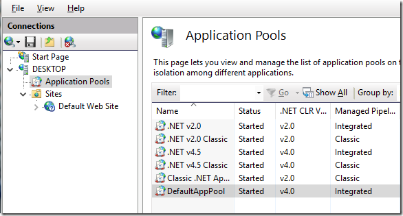 Iis Quick Tip Started App Pool Doesnt Equal Started Website Dotnet Catch Blogging Net C