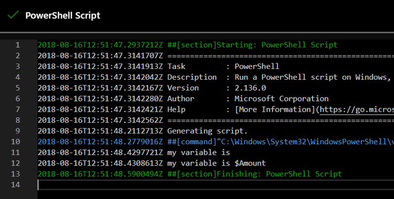 Vsts Quick Tip Powershell Task With Vsts Variable Not Working Dotnet Catch Blogging Net